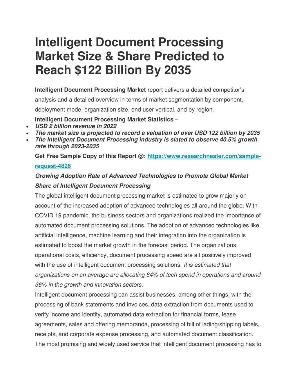PPT - Intelligent Document Processing Market Size PowerPoint Presentation - ID:12346488
