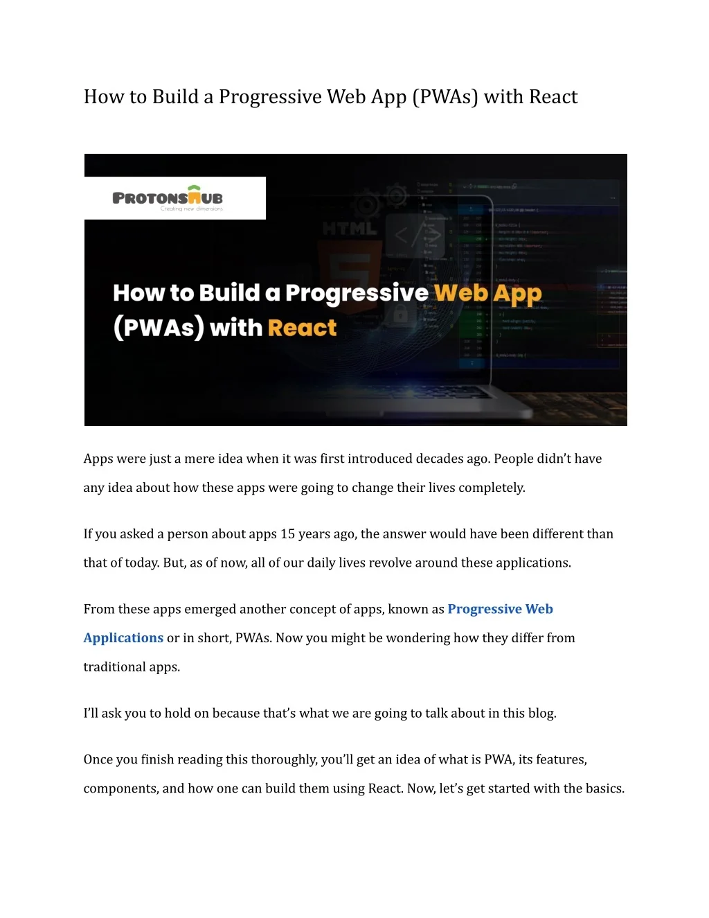 PPT - How to Build a Progressive Web App (PWAs) with React| Protonshub Technologies PowerPoint ...