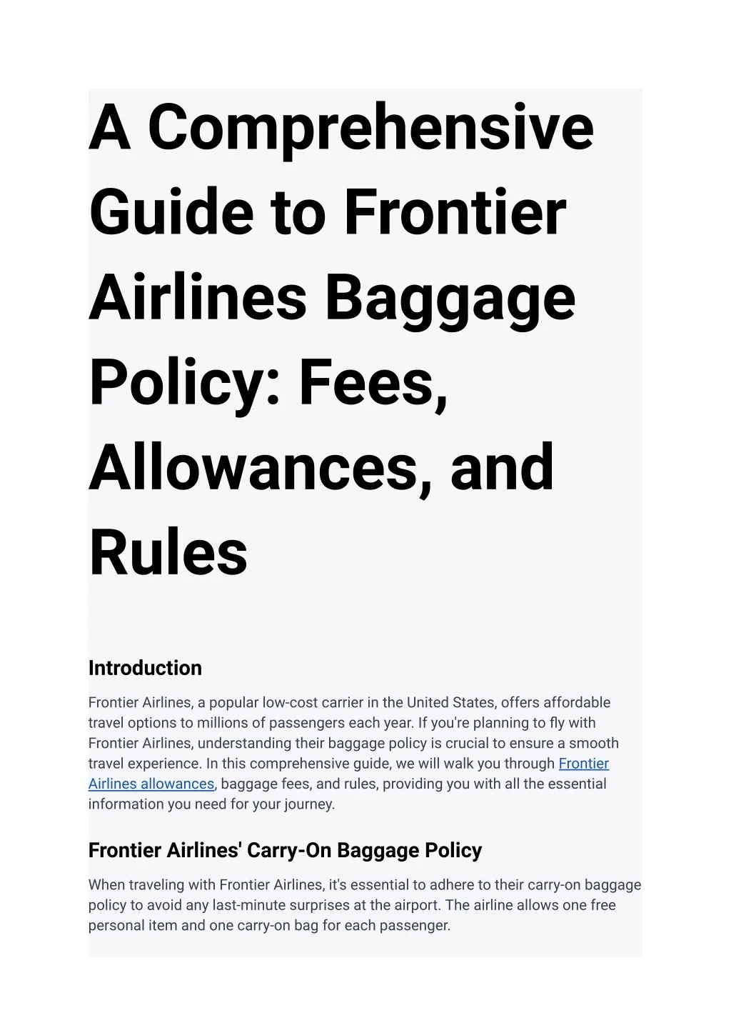 PPT - A Comprehensive Guide to Frontier Airlines Baggage Policy_ Fees ...