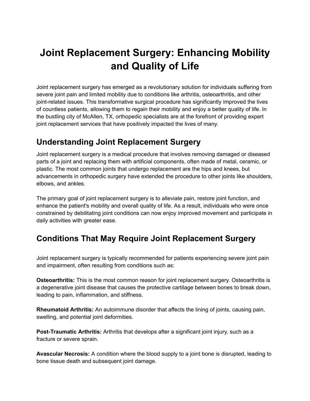 PPT - Joint Replacement Surgery: Enhancing Mobility and Quality of Life ...