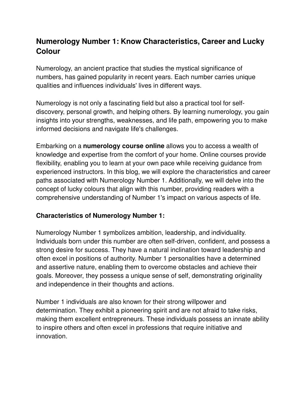 PPT - Numerology Number 1-Know Characteristics, Career And Lucky Colour ...