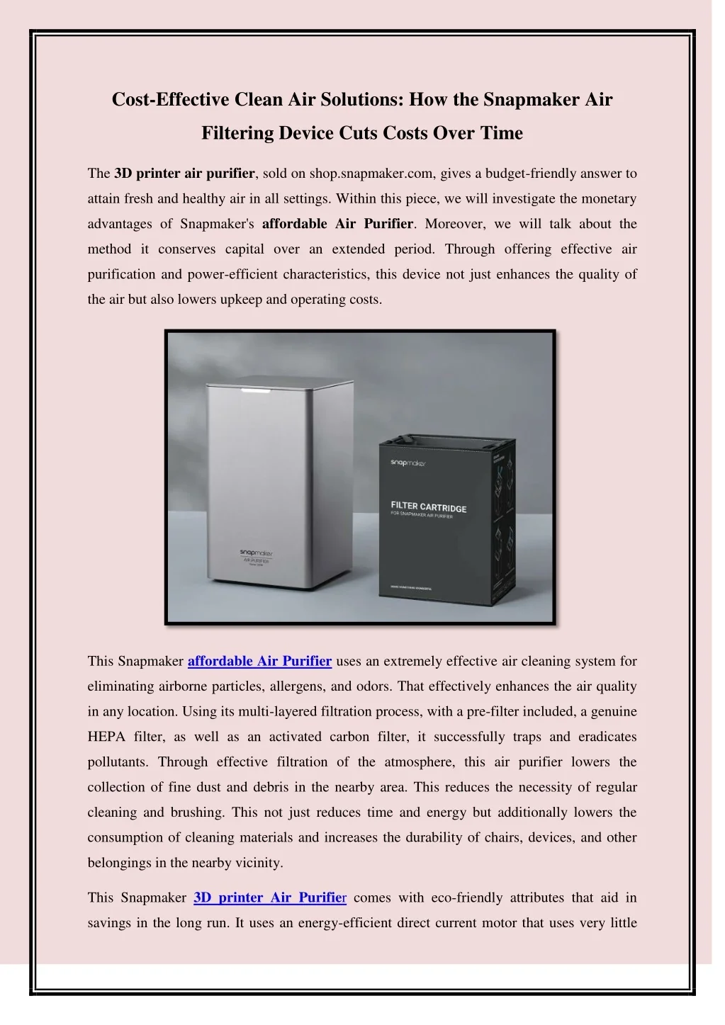 PPT - Cost-Effective Clean Air Solutions: How the Snapmaker Air ...