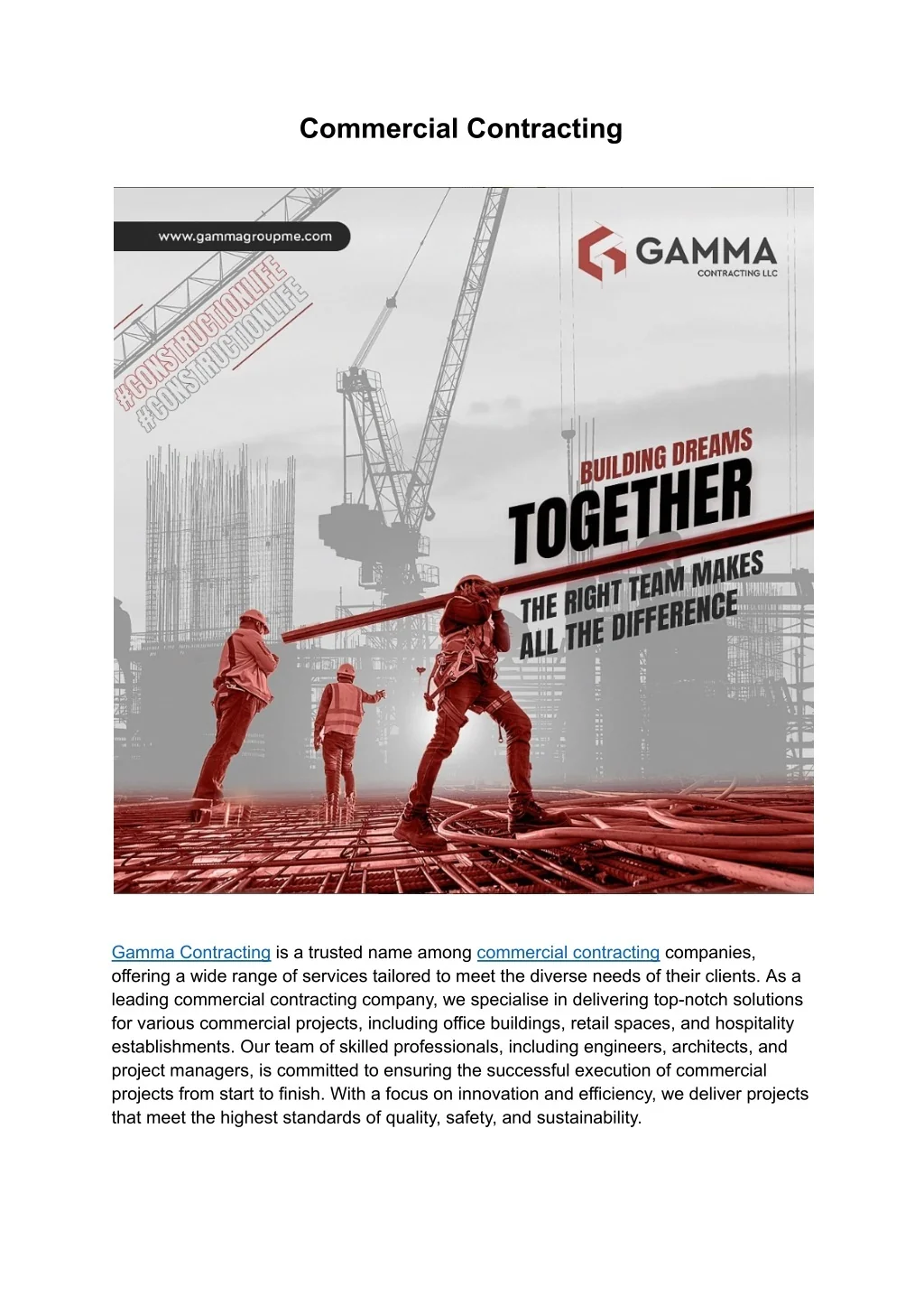 PPT - Commercial Contracting | Gamma Contracting PowerPoint Presentation - ID:12351561