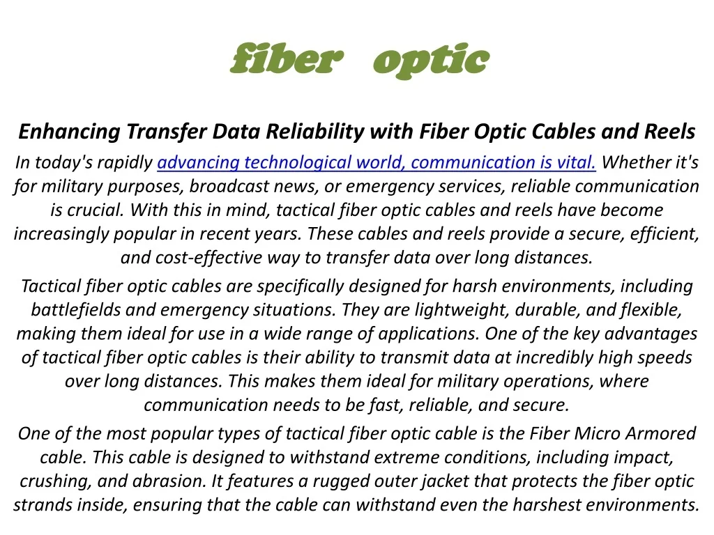PPT - fiber optic PowerPoint Presentation, free download - ID:12352747
