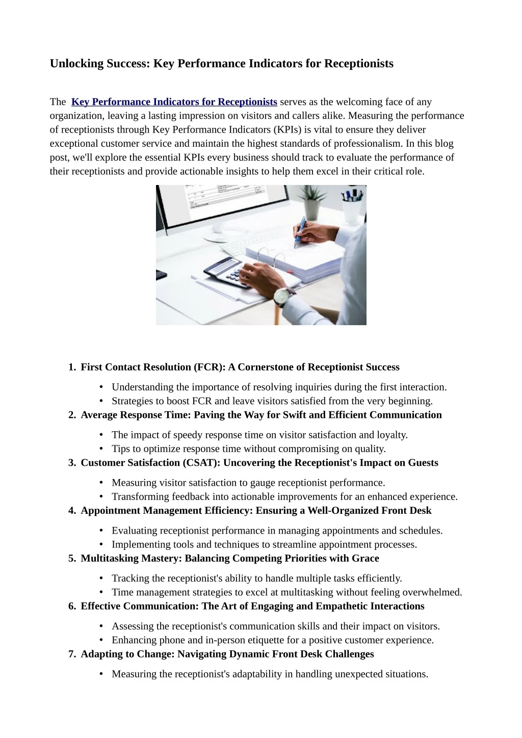 PPT - Unlocking Success: Key Performance Indicators for Receptionists ...