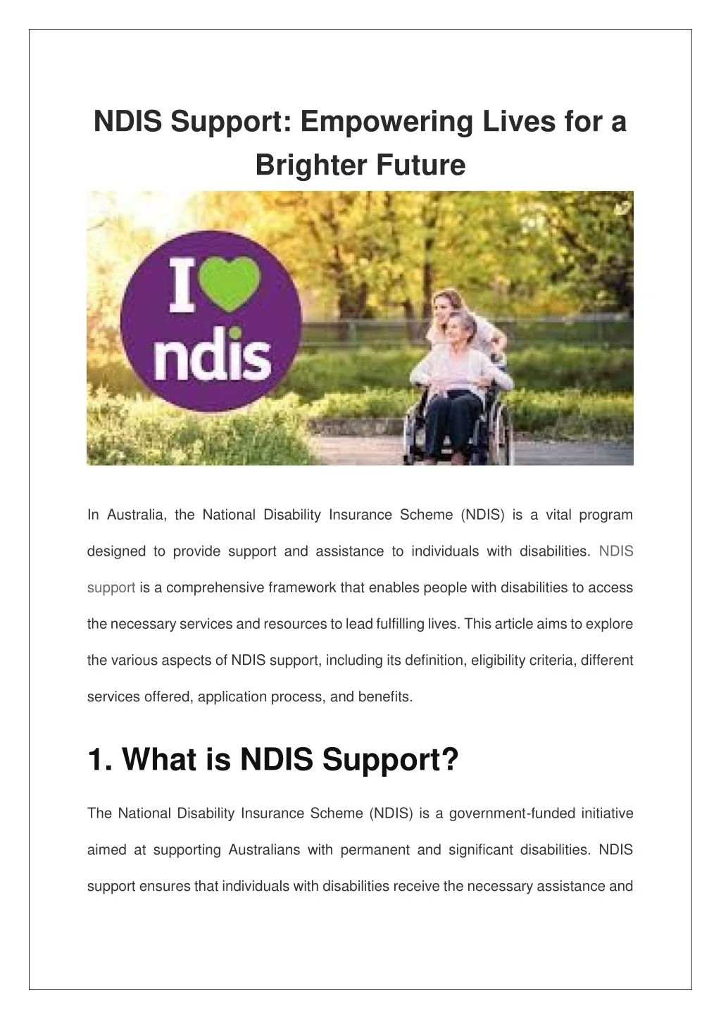 PPT - NDIS Support Empowering Lives for a Brighter Future PowerPoint ...