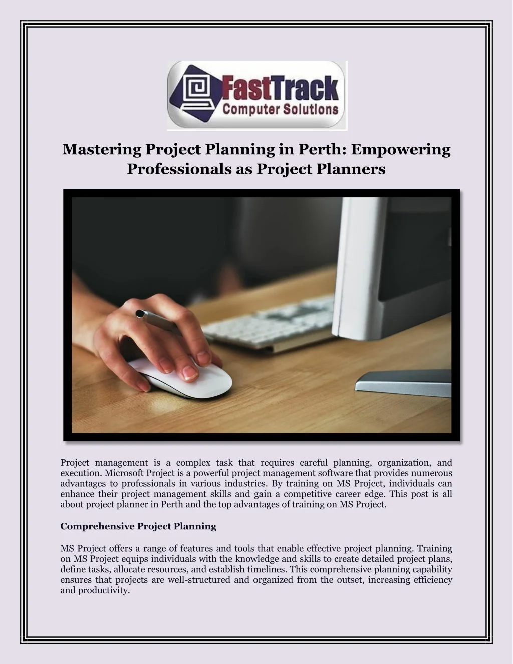PPT - Mastering Project Planning in Perth Empowering Professionals as ...
