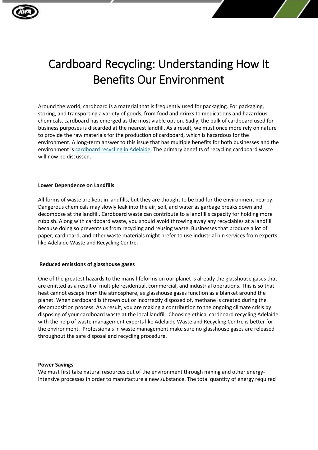 PPT - Cardboard Recycling Understanding How It Benefits Our Environment ...