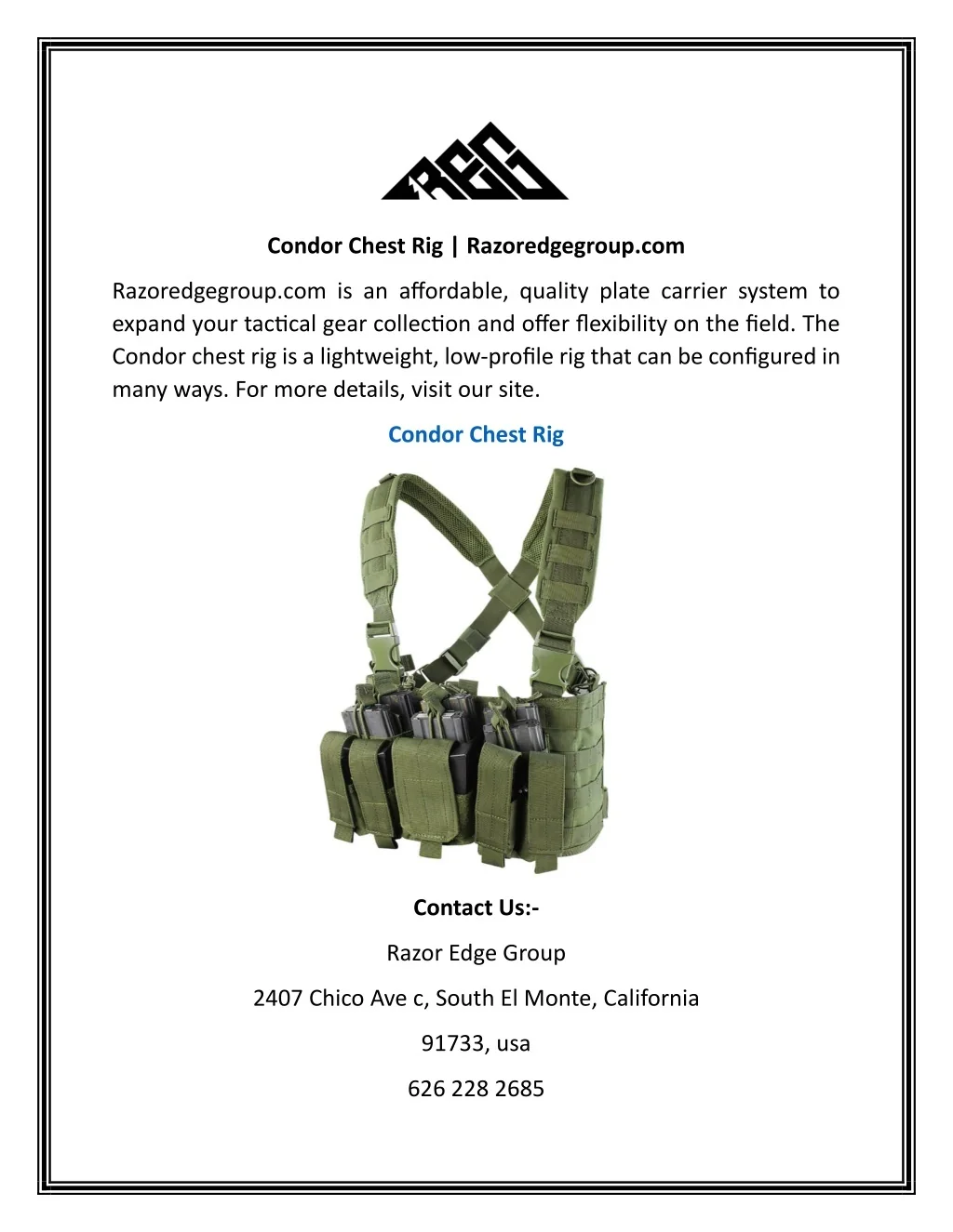 PPT - Condor Chest Rig | Razoredgegroup.com PowerPoint Presentation ...