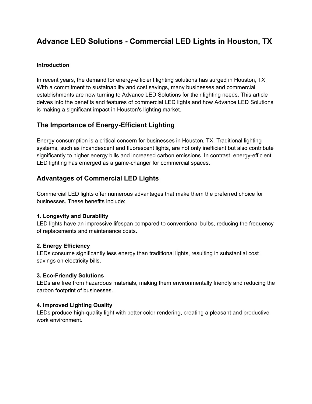 PPT - Advance LED Solutions - Commercial LED Lights in Houston, TX ...