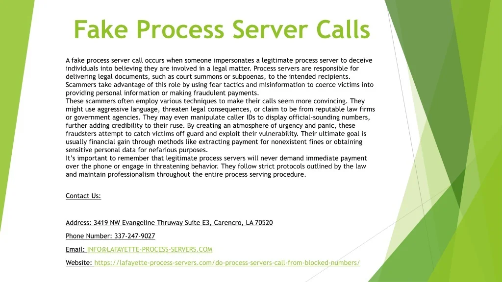 PPT - Fake Process Server Calls PowerPoint Presentation, free download ...