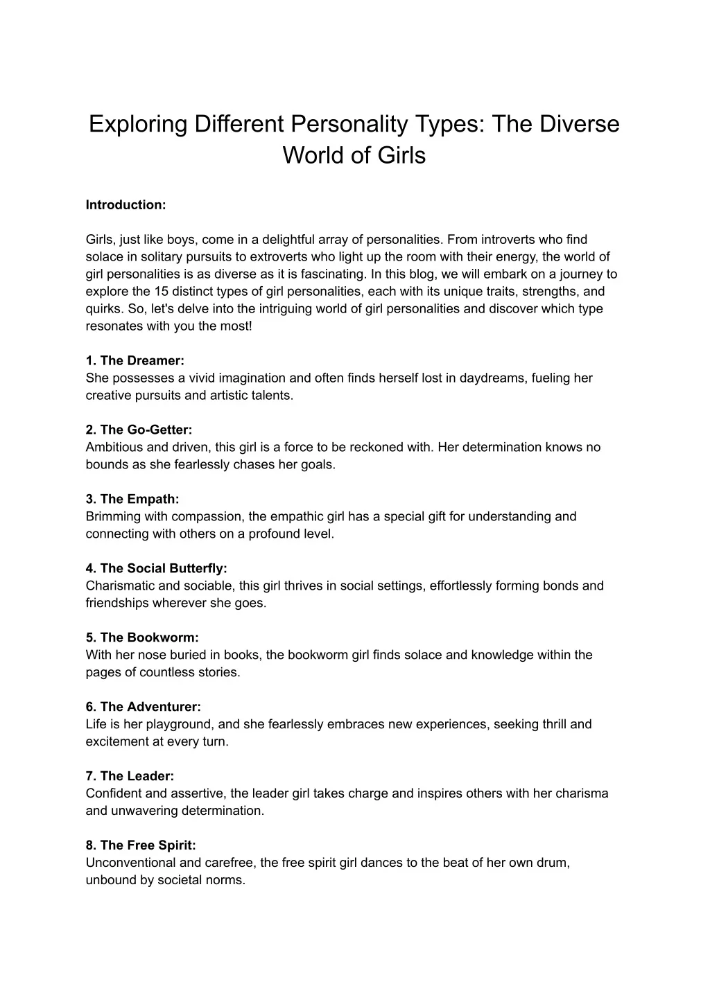 PPT - Exploring Different Personality Types- The Diverse World of Girls ...