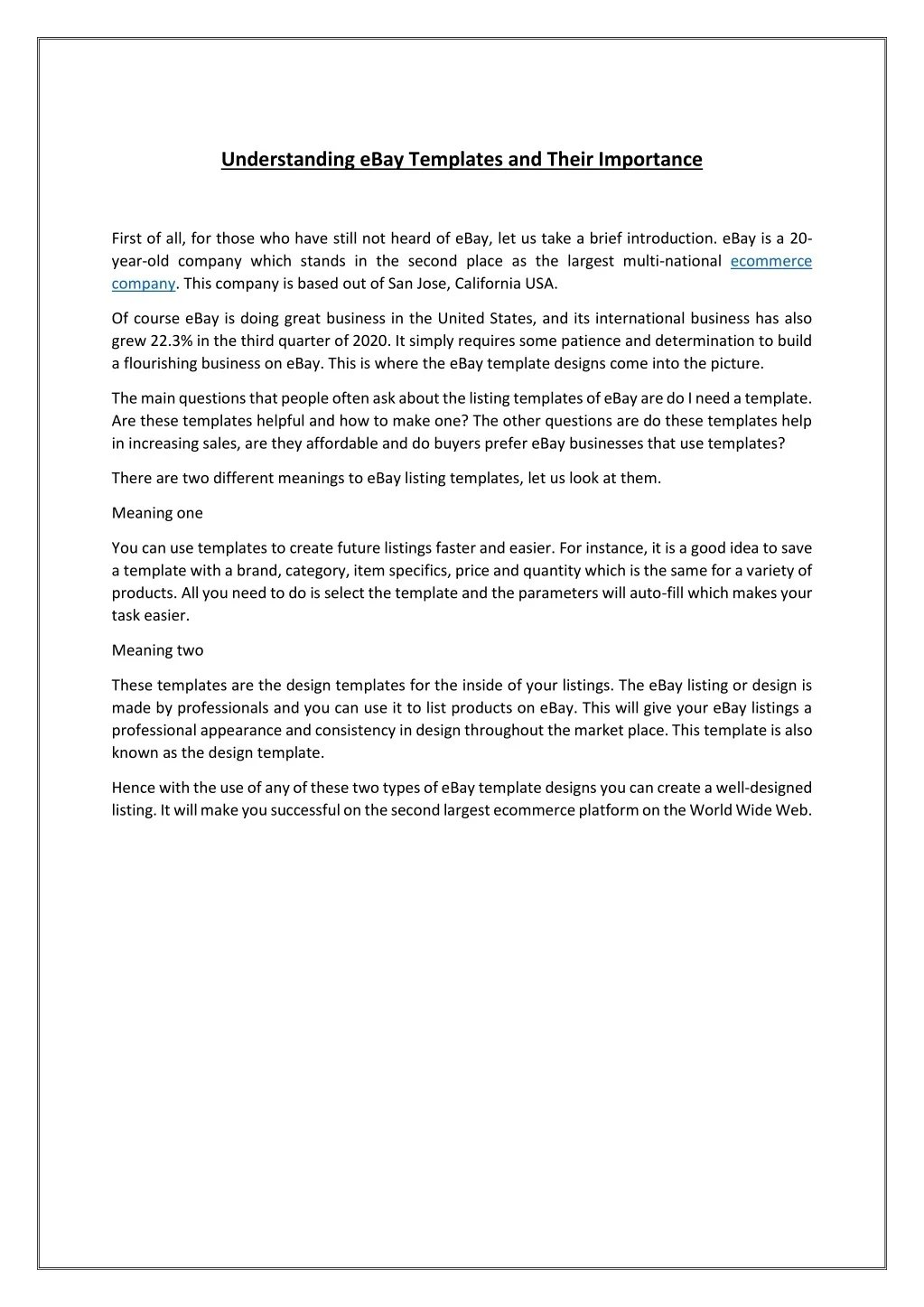 PPT - Understanding eBay Templates and Their Importance PowerPoint ...