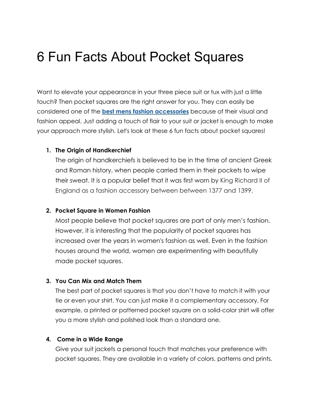 PPT - 6 Fun Facts About Pocket Squares PowerPoint Presentation, free ...