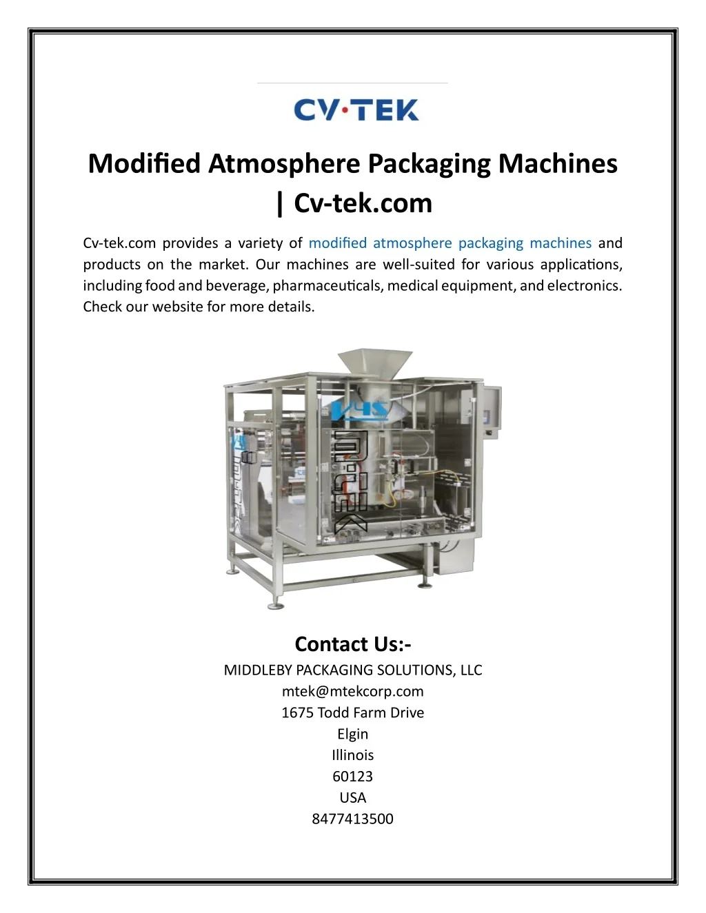 PPT - Modified Atmosphere Packaging Machines Cv-tek PowerPoint Presentation - ID:12372847