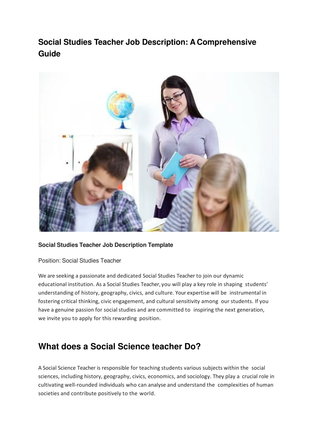 PPT - Social Studies Teacher Job Description- Comprehensive Guide ...