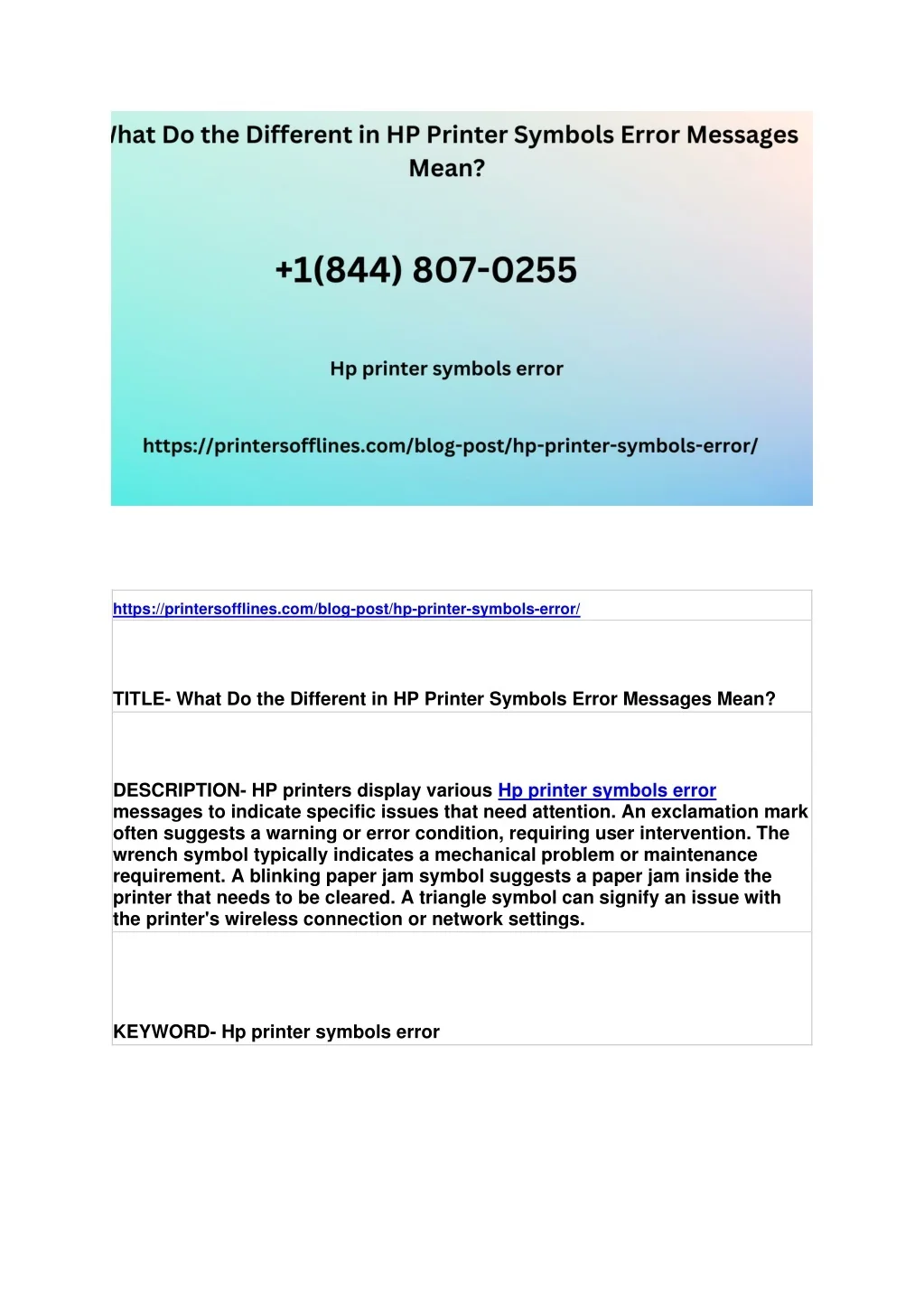 PPT - What Do the Different in HP Printer Symbols Error Messages Mean ...