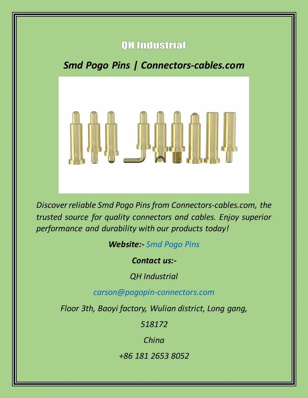 PPT - Smd Pogo Pins Connectors-cables PowerPoint Presentation, free ...