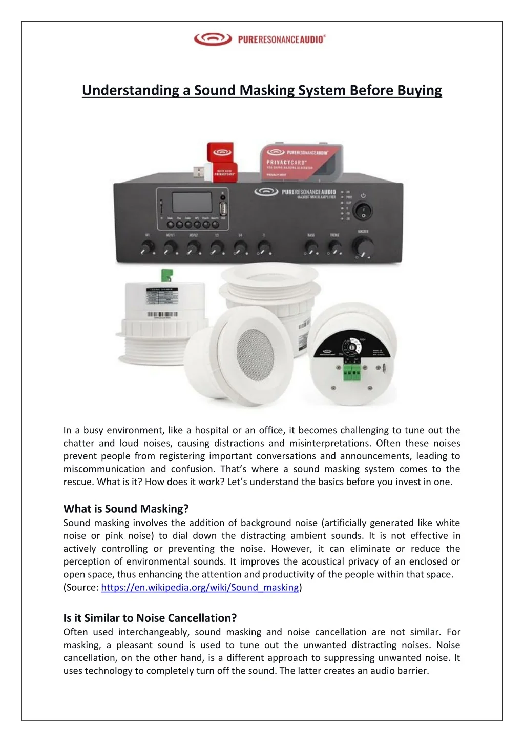 PPT - Pure Resonance Audio - Understanding a Sound Masking System ...