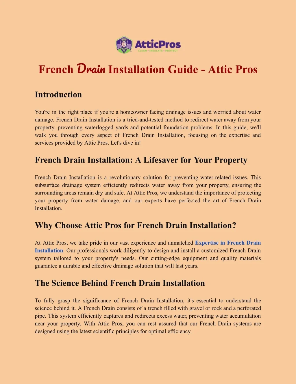 PPT - French Drain Installation Guide - Attic Pros PowerPoint ...