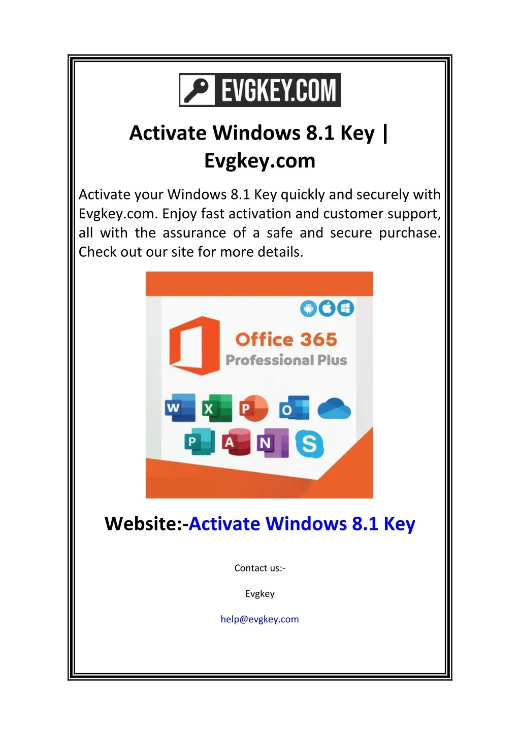 PPT - Activate Windows 8.1 Key Evgkey.com PowerPoint Presentation, free ...