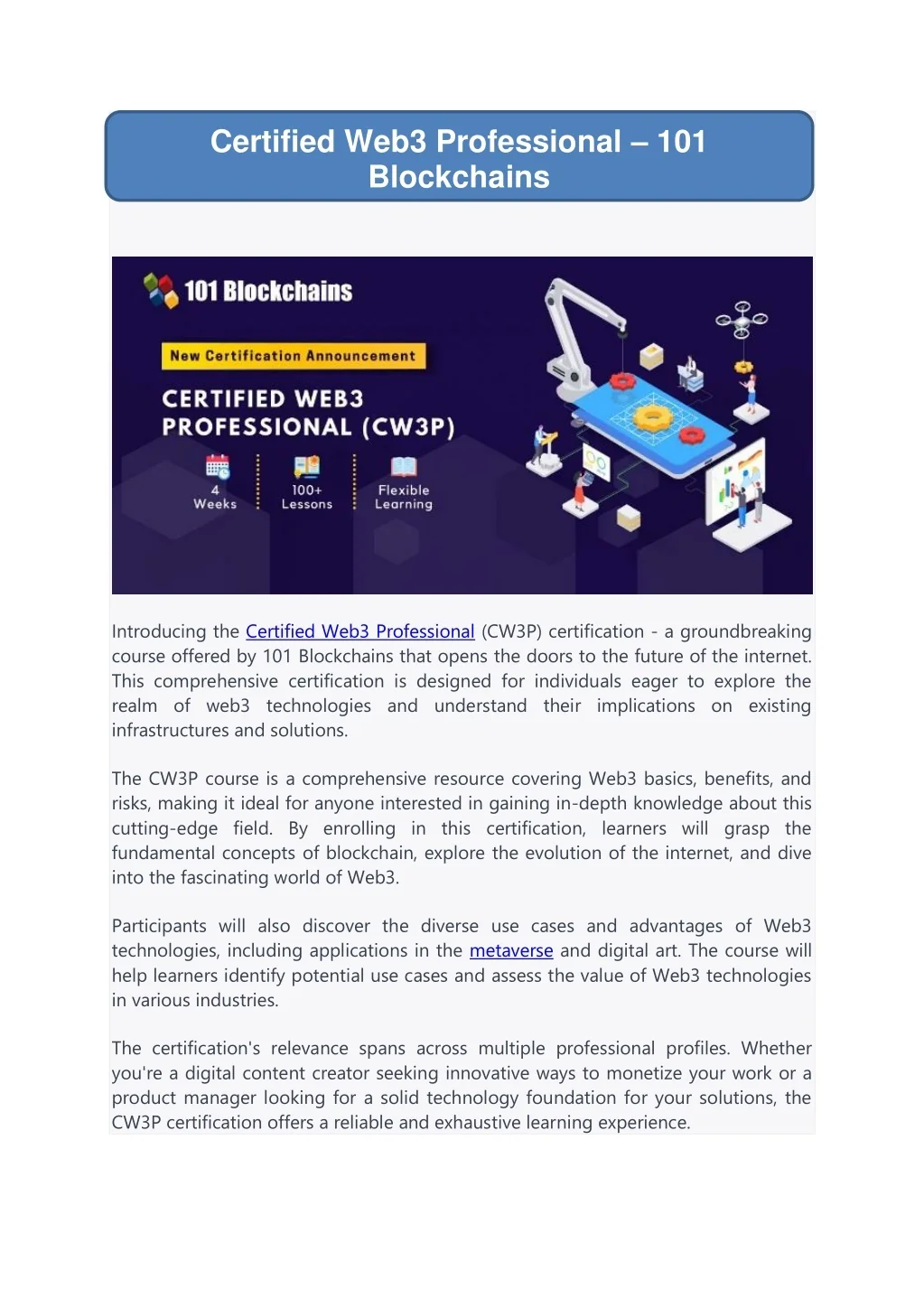 PPT - Certified Web3 Professional - 101 Blockchains PowerPoint Presentation - ID:12387260