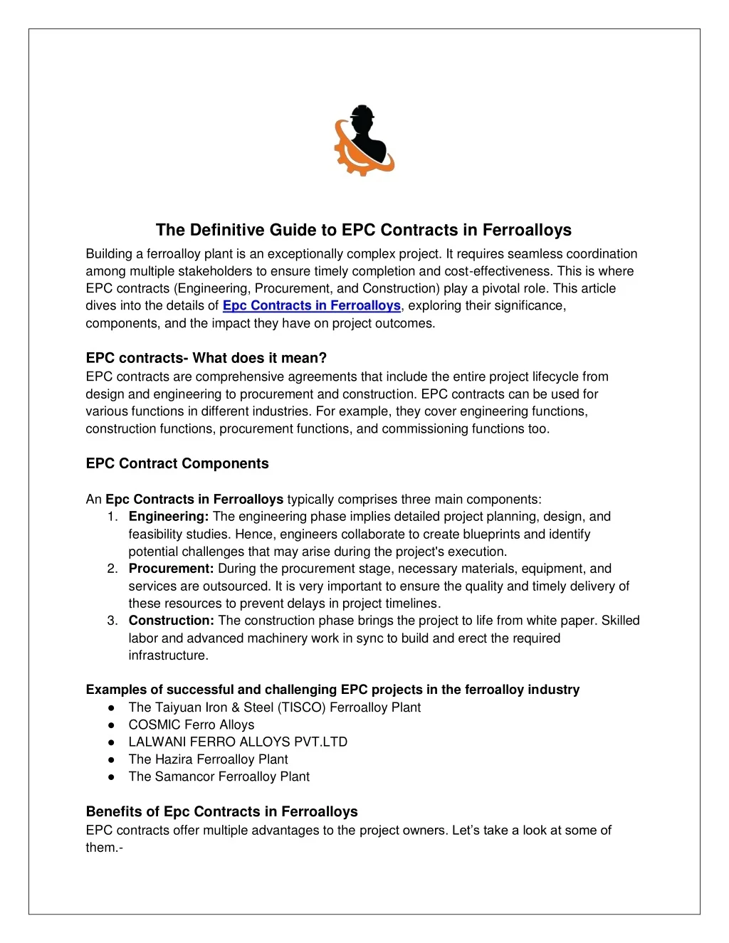 PPT - The Definitive Guide to EPC Contracts in Ferroalloys PowerPoint ...