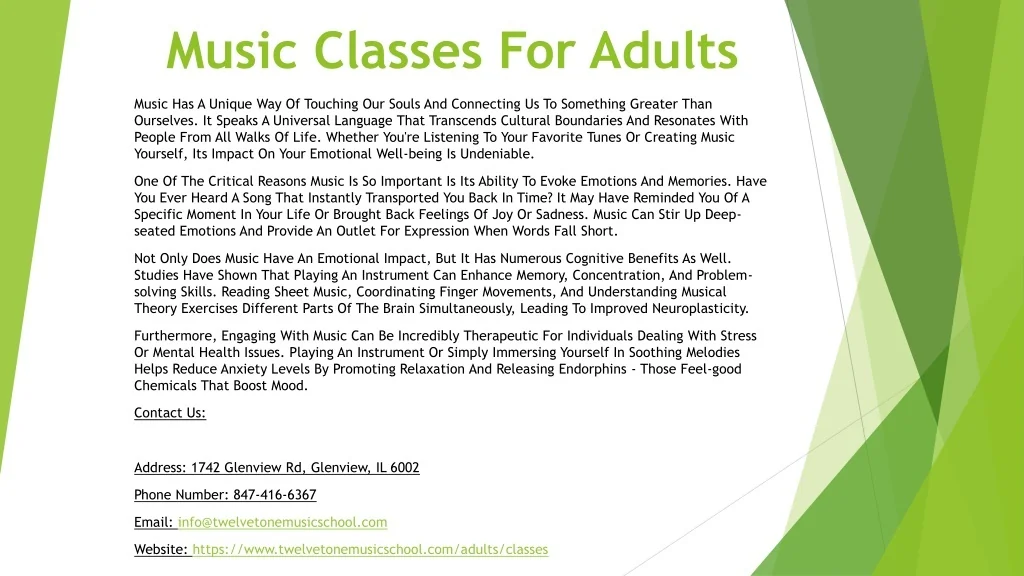 PPT - Music Classes For Adults PowerPoint Presentation, free download ...