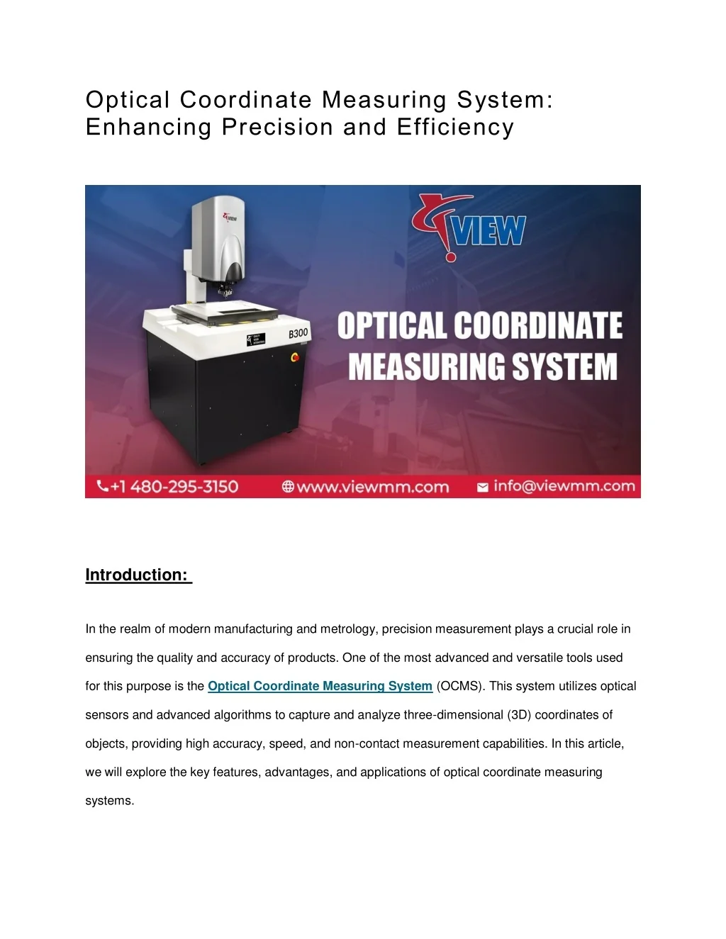 PPT - Optical Coordinate Measuring System: Enhancing Precision and ...