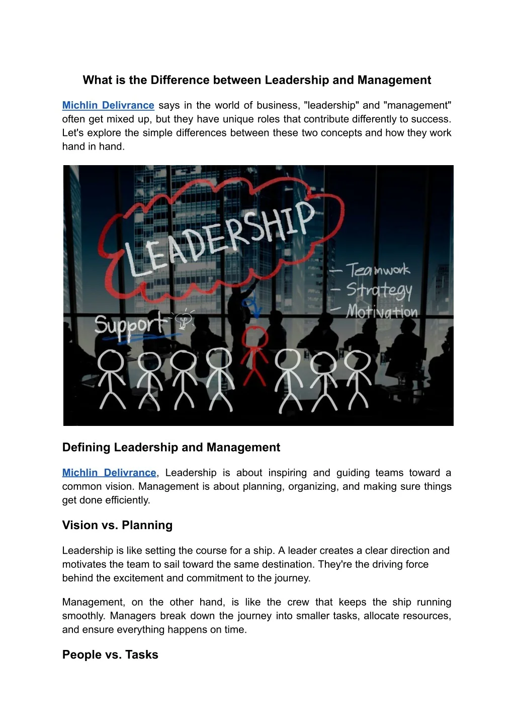 PPT - Michlin Delivrance| understanding the Differences between Leadership&Management PowerPoint ...
