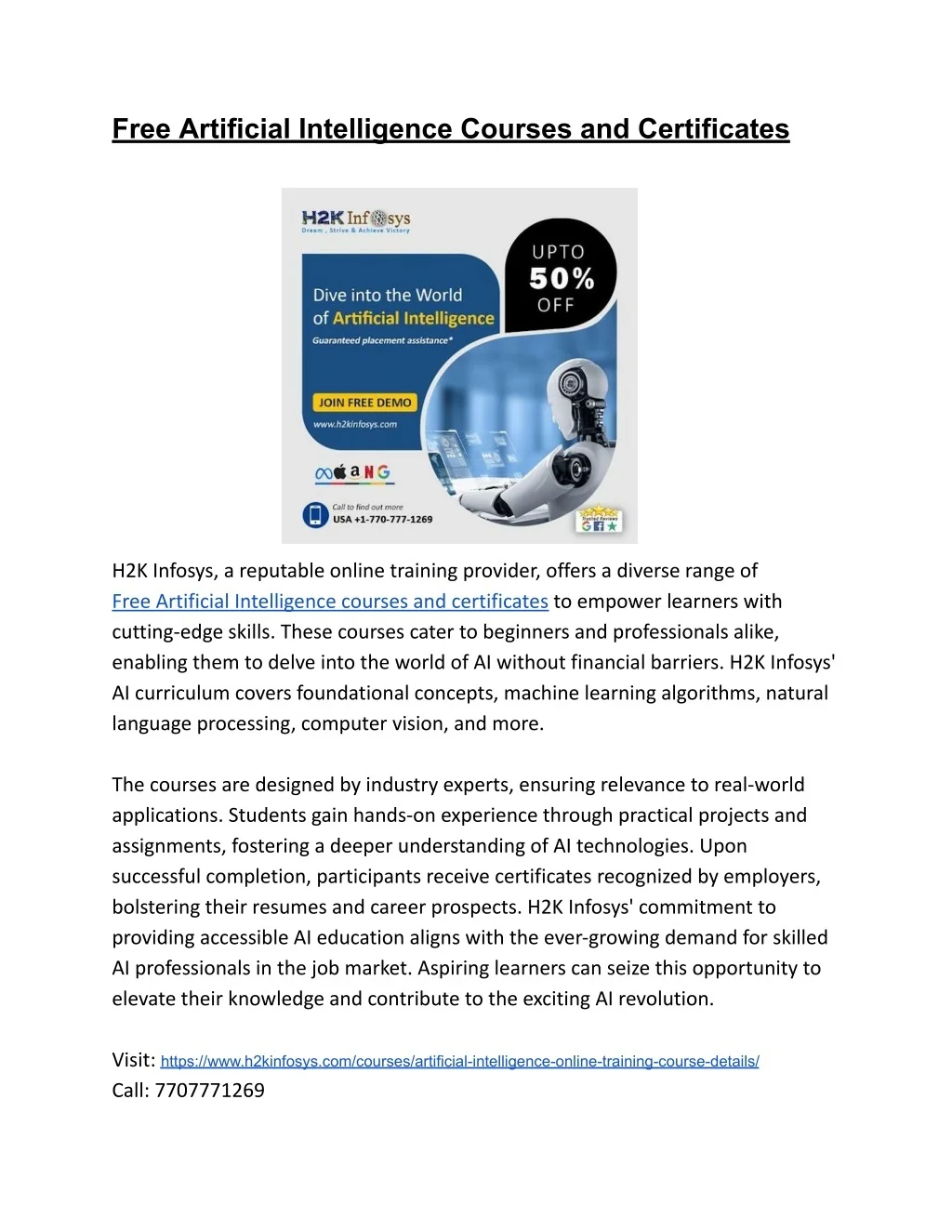 PPT - Free Artificial Intelligence Courses and Certificates PowerPoint ...