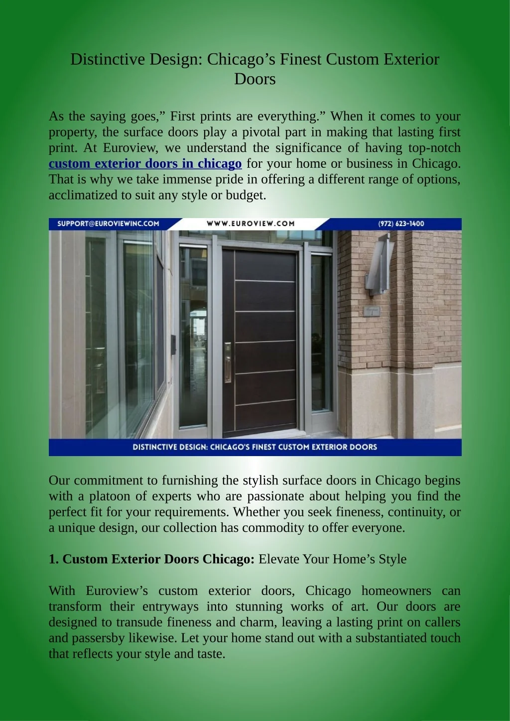 PPT - Distinctive Design Chicago's Finest Custom Exterior Doors ...