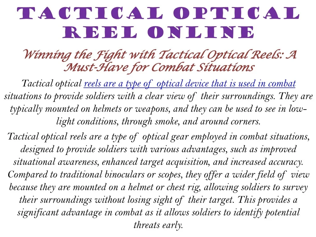 PPT - tactical optical reel PowerPoint Presentation, free download - ID ...