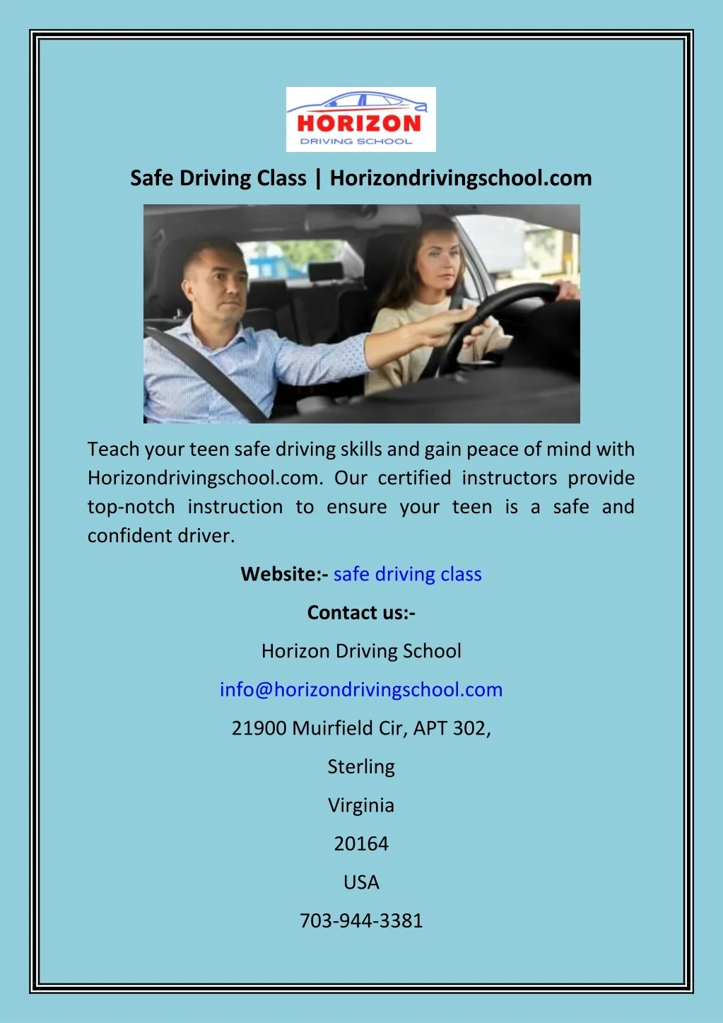 PPT - Safe Driving Class Horizondrivingschool PowerPoint Presentation ...