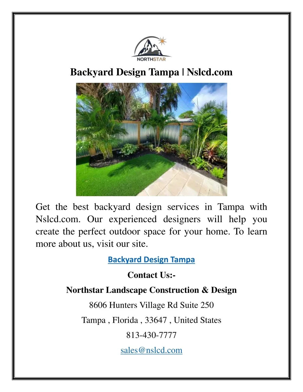 PPT - Backyard Design Tampa Nslcd PowerPoint Presentation, free ...