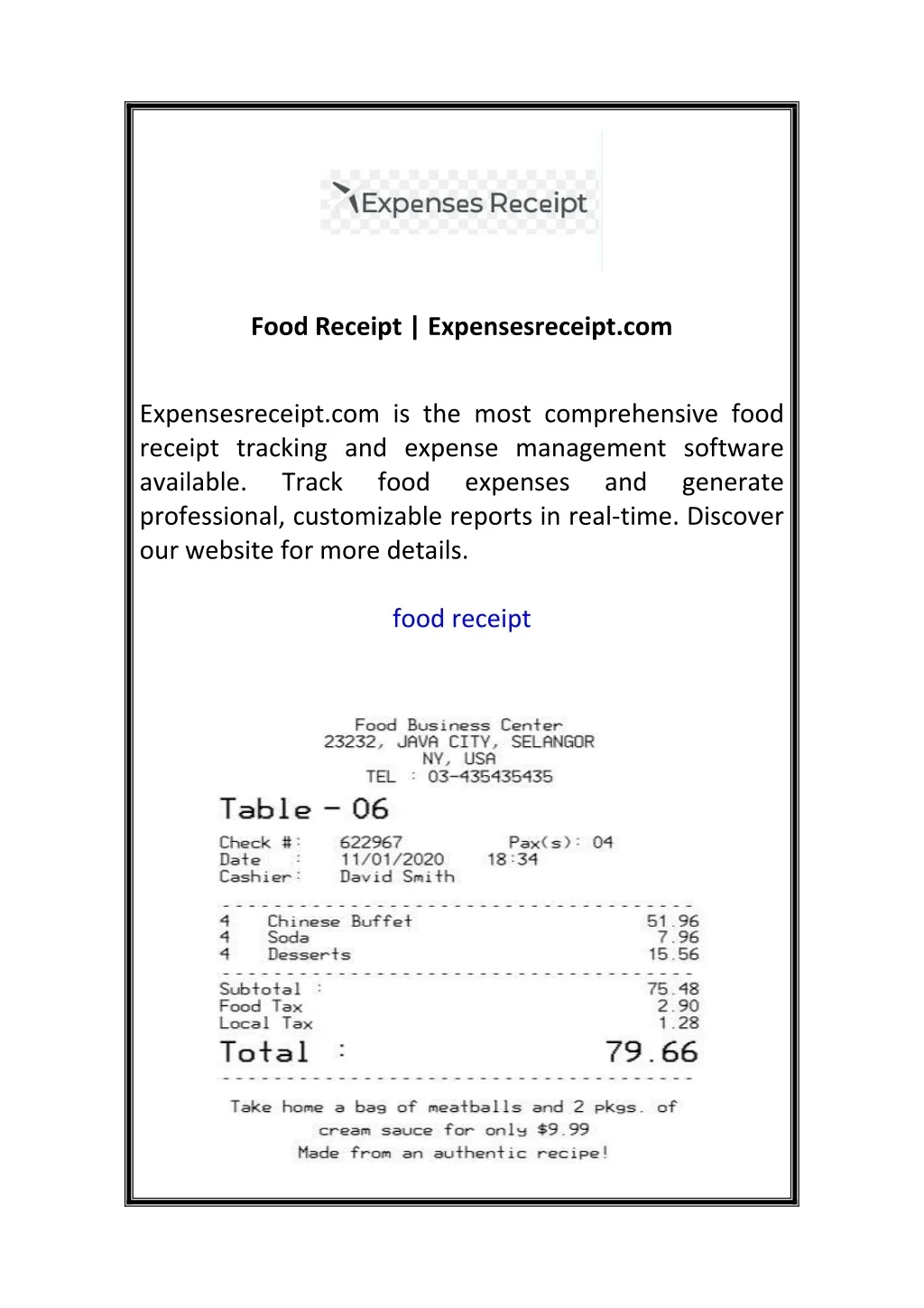 PPT - E Food Receipt Expensesreceipt PowerPoint Presentation, free ...