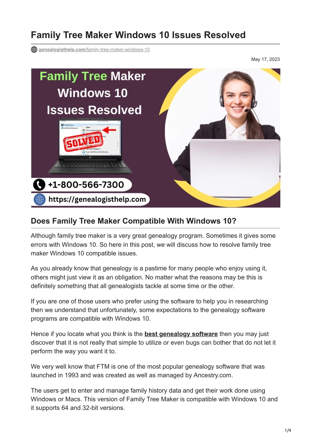 PPT - genealogisthelp.com-Family Tree Maker Windows 10 Issues Resolved ...