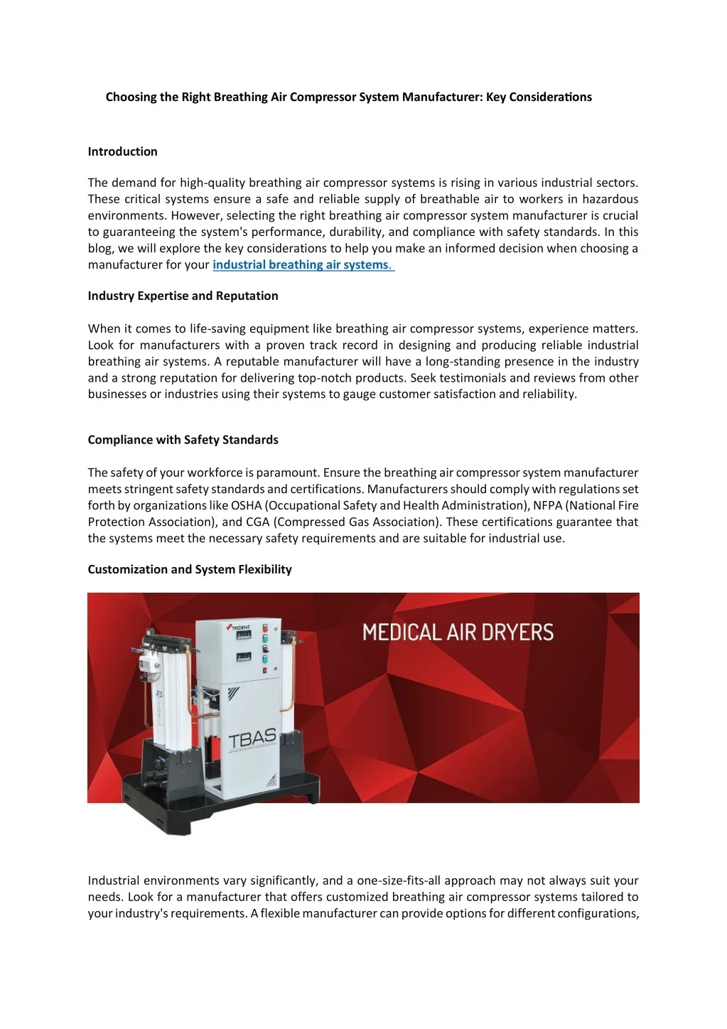 PPT - Choosing the Right Breathing Air Compressor System Manufacturer ...