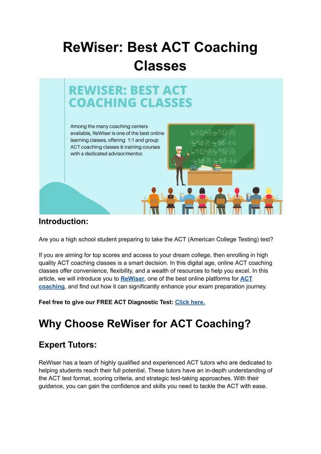 PPT - ReWiser: Best ACT Coaching Classes PowerPoint Presentation, free ...