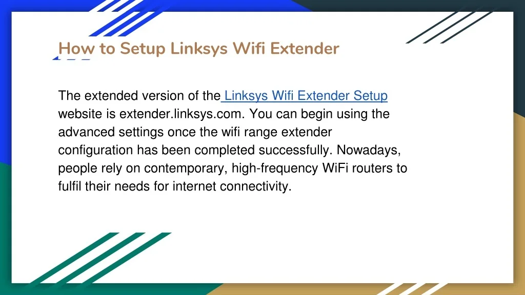 PPT - How to Setup Linlinksys setup wifi extenderksys Wifi Extender ...