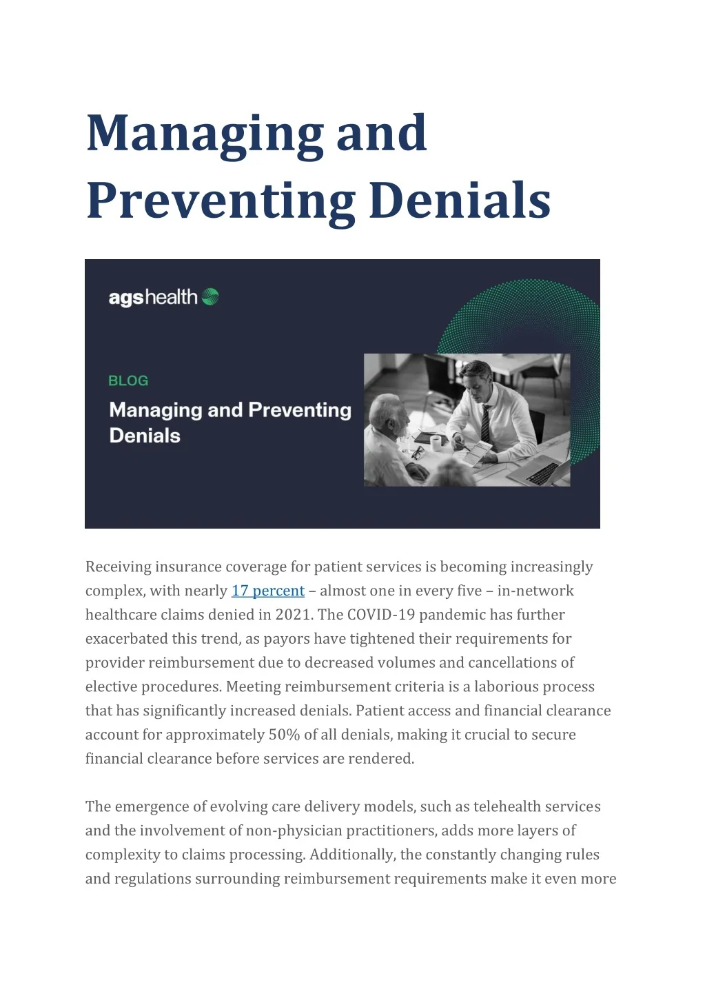 PPT - Managing and Preventing Denials PowerPoint Presentation, free ...