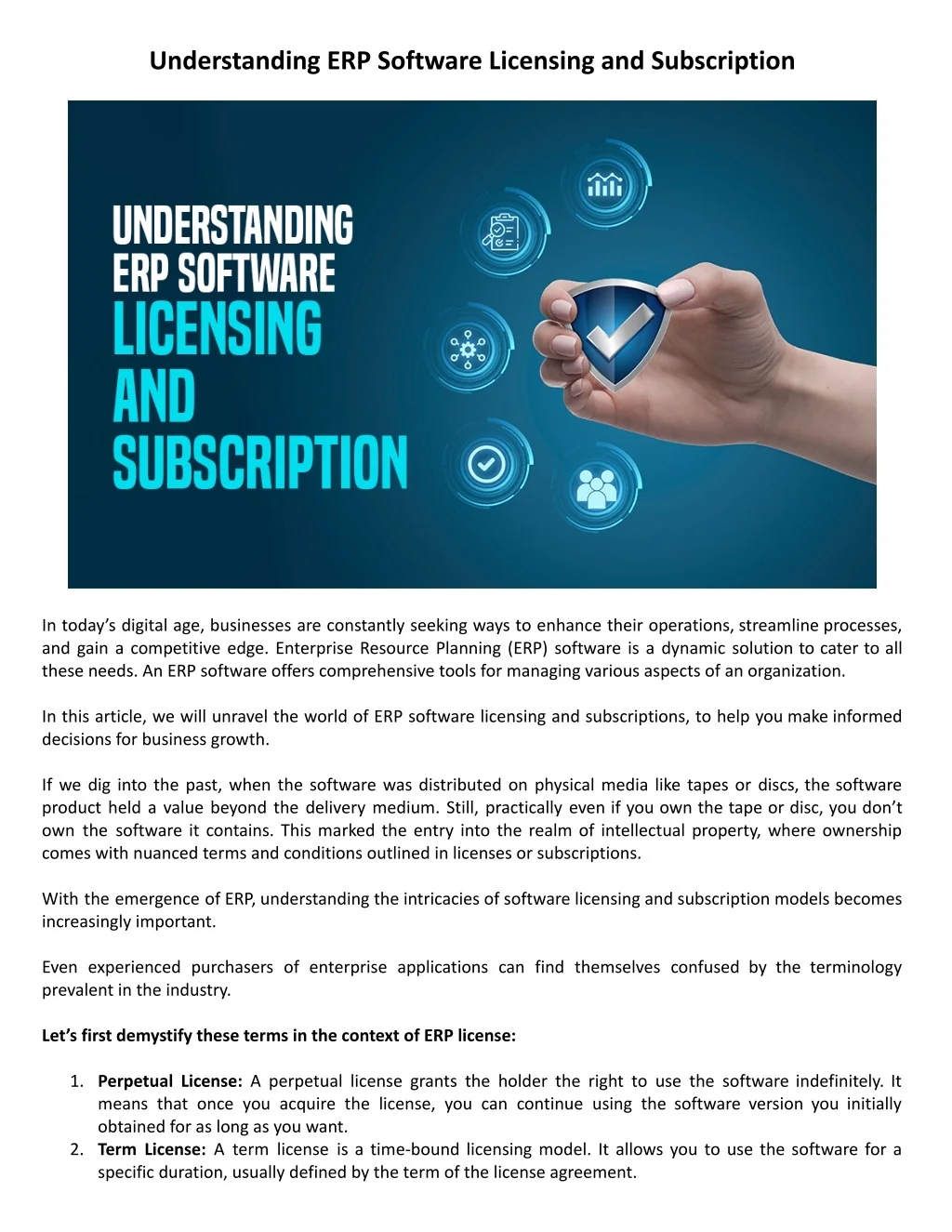 PPT - Understanding ERP Software Licensing and Subscription PowerPoint Presentation - ID:12422618