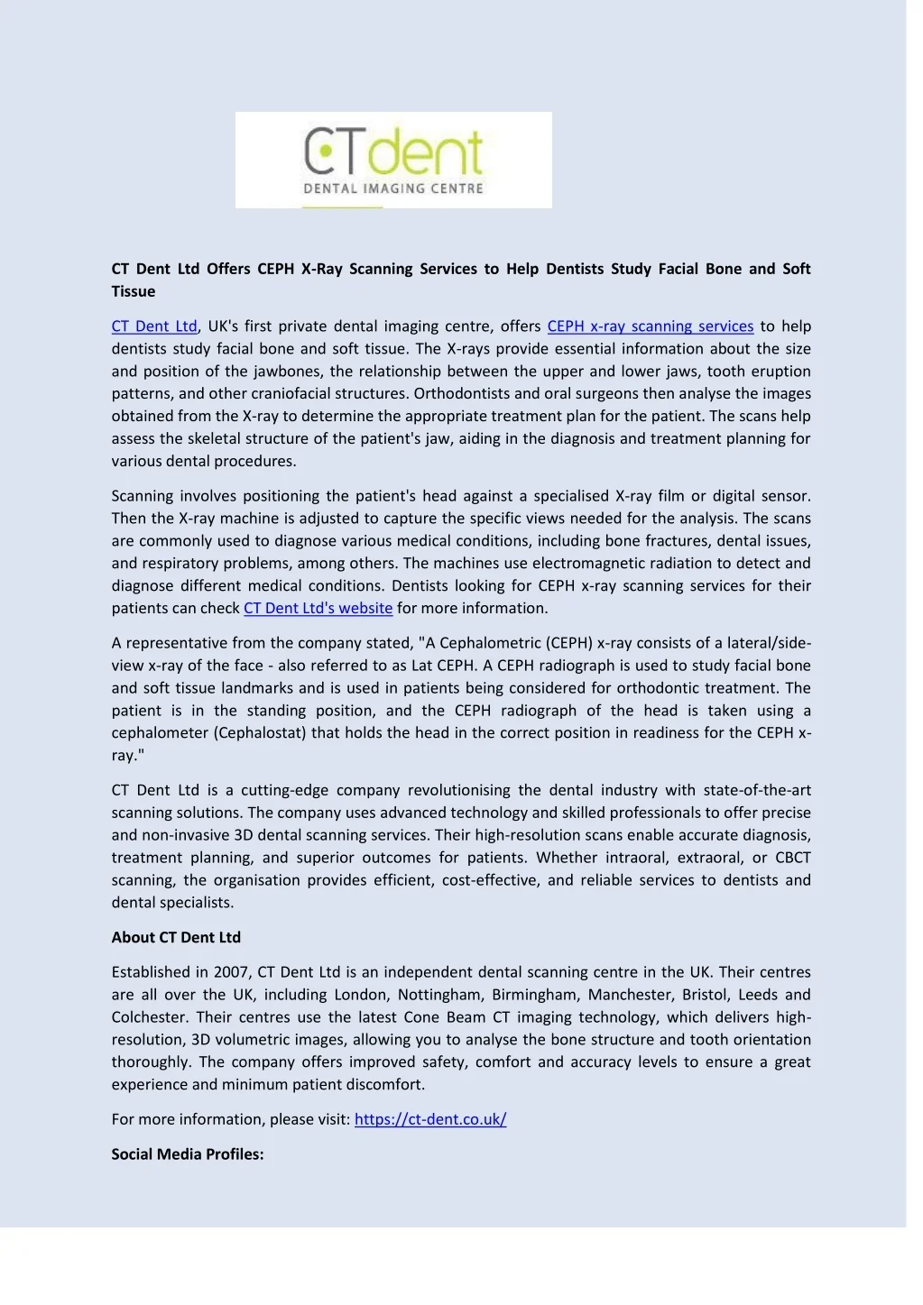 PPT - CT Dent Ltd Offers CEPH X-Ray Scanning Services to Help Dentists ...