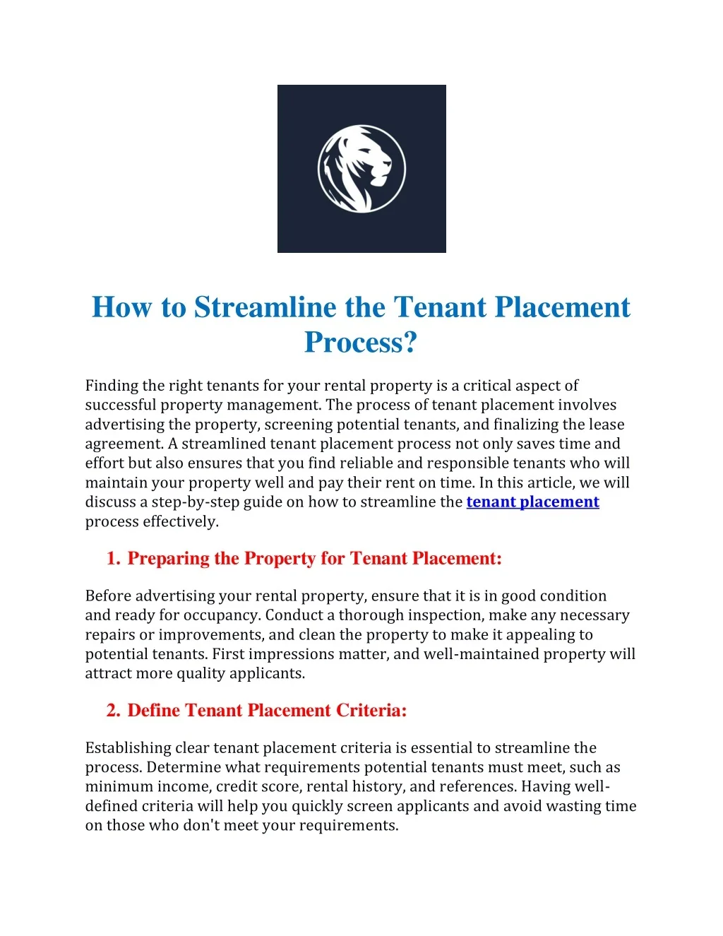 PPT - How to Streamline the Tenant Placement Process PowerPoint Presentation - ID:12424078
