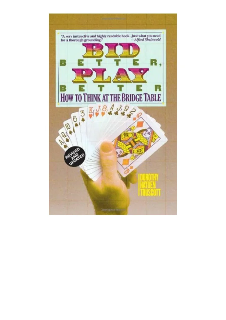 PPT - Kindle online PDF Bid Better Play Better How to Think at the ...