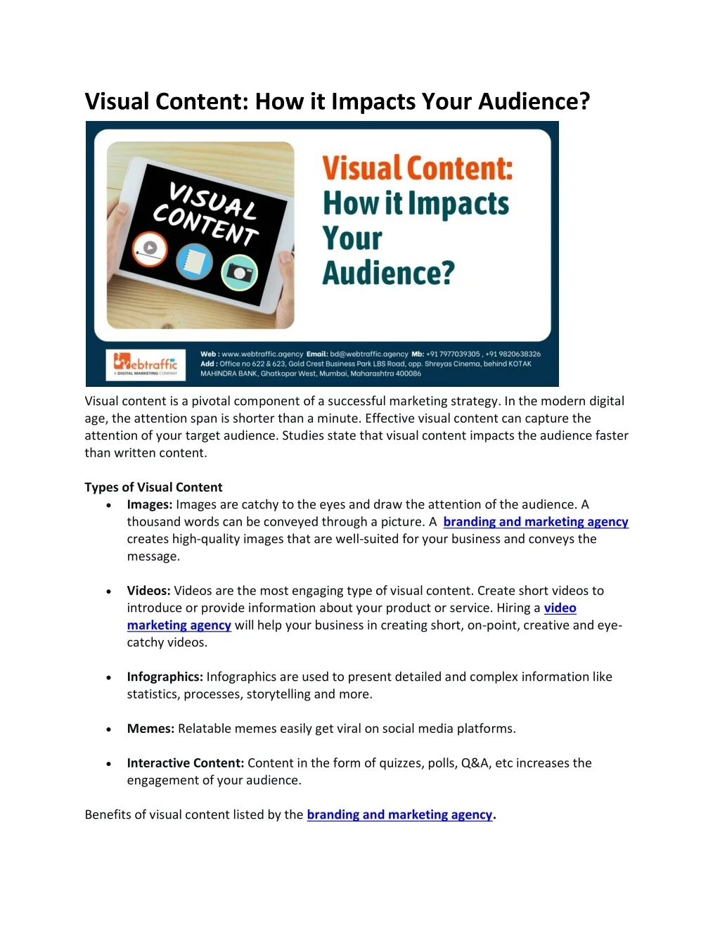 PPT - Visual Content How it Impacts Your Audience PowerPoint ...