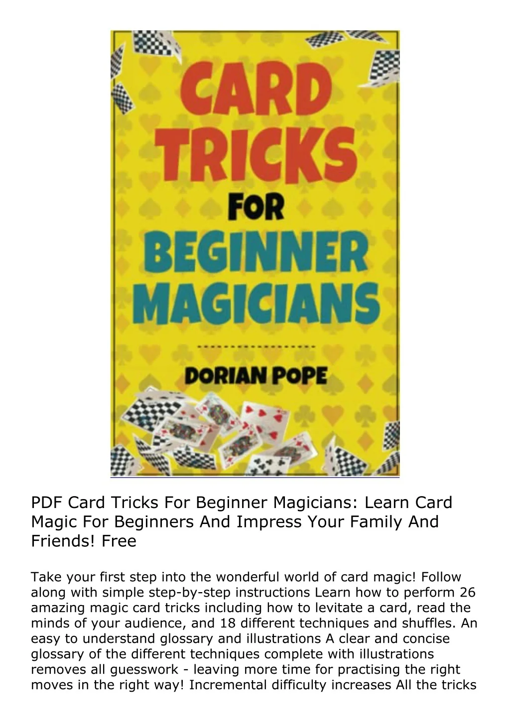 PPT - Download Card Tricks For Beginner Magicians: Learn Card Magic For ...