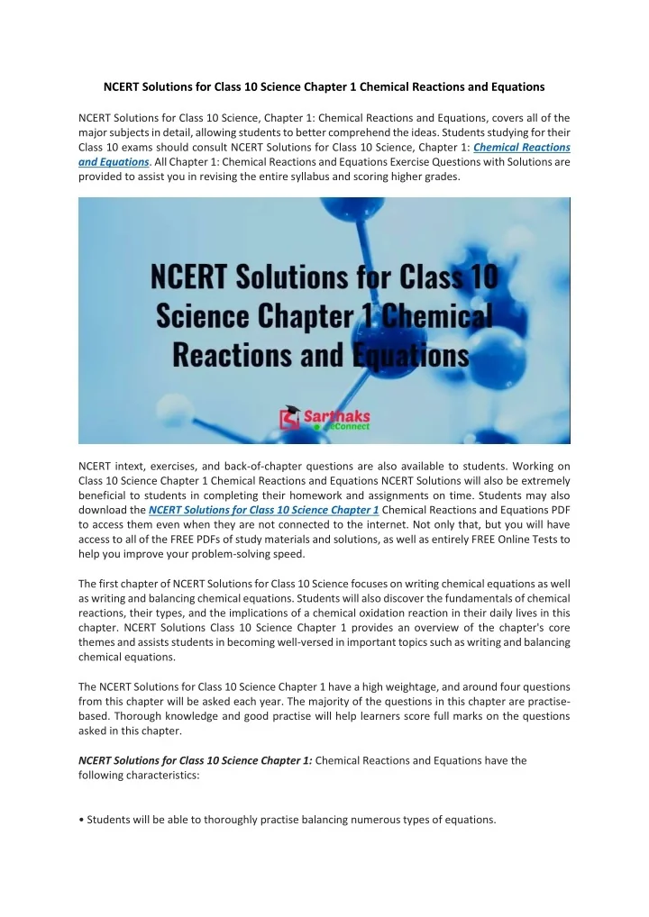PPT NCERT Solutions For Class 10 Science Chapter 1 Chemical Reactions PPT NCERT Solutions For Class 10 Science Chapter 1 Chemical Reactions