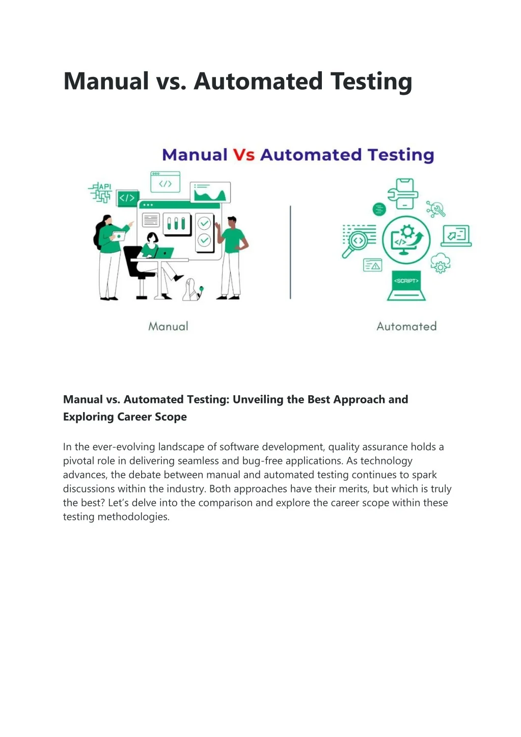 PPT - Manual vs. Automated Testing PowerPoint Presentation, free ...