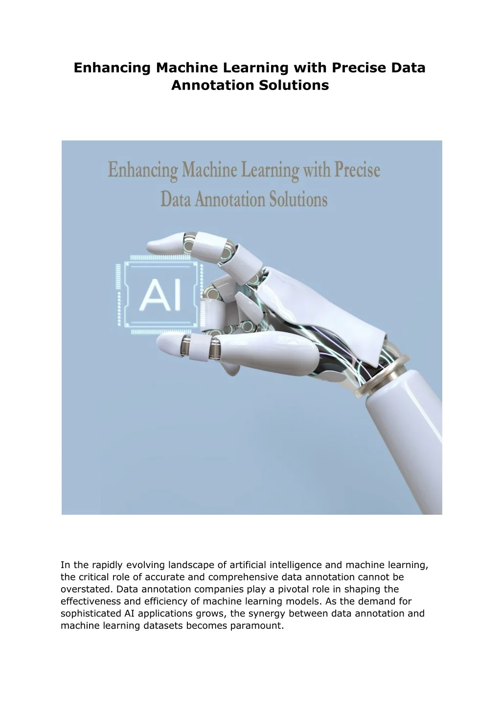 PPT - Enhancing Machine Learning with Precise Data Annotation Solutions PowerPoint Presentation ...